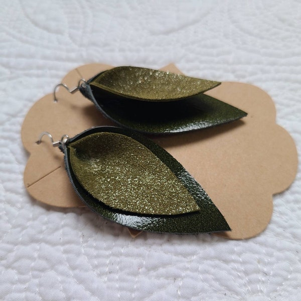 Leather Leaf Earrings - Etsy