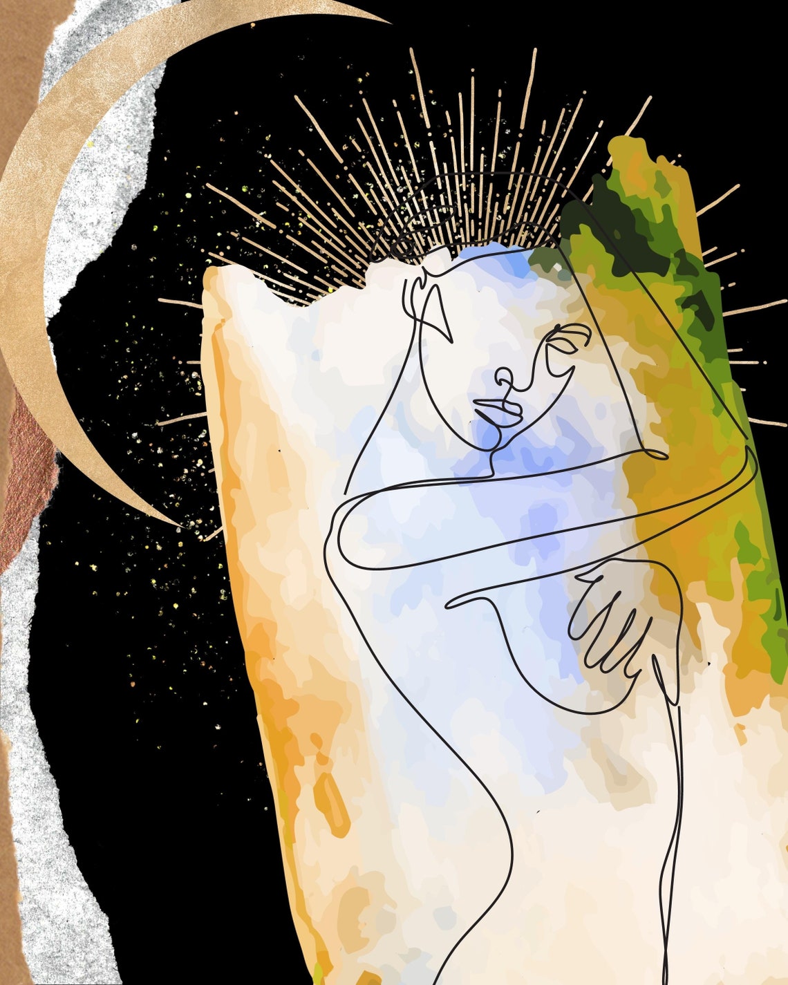 Abstract Watercolor Woman Line Drawing - Etsy