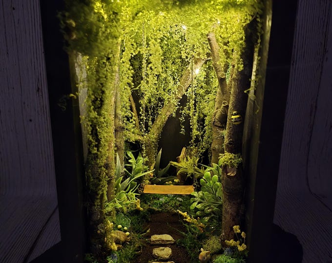 Completed Forest Path Book Nook, Forest Book Shelf Decor, Miniatures ...