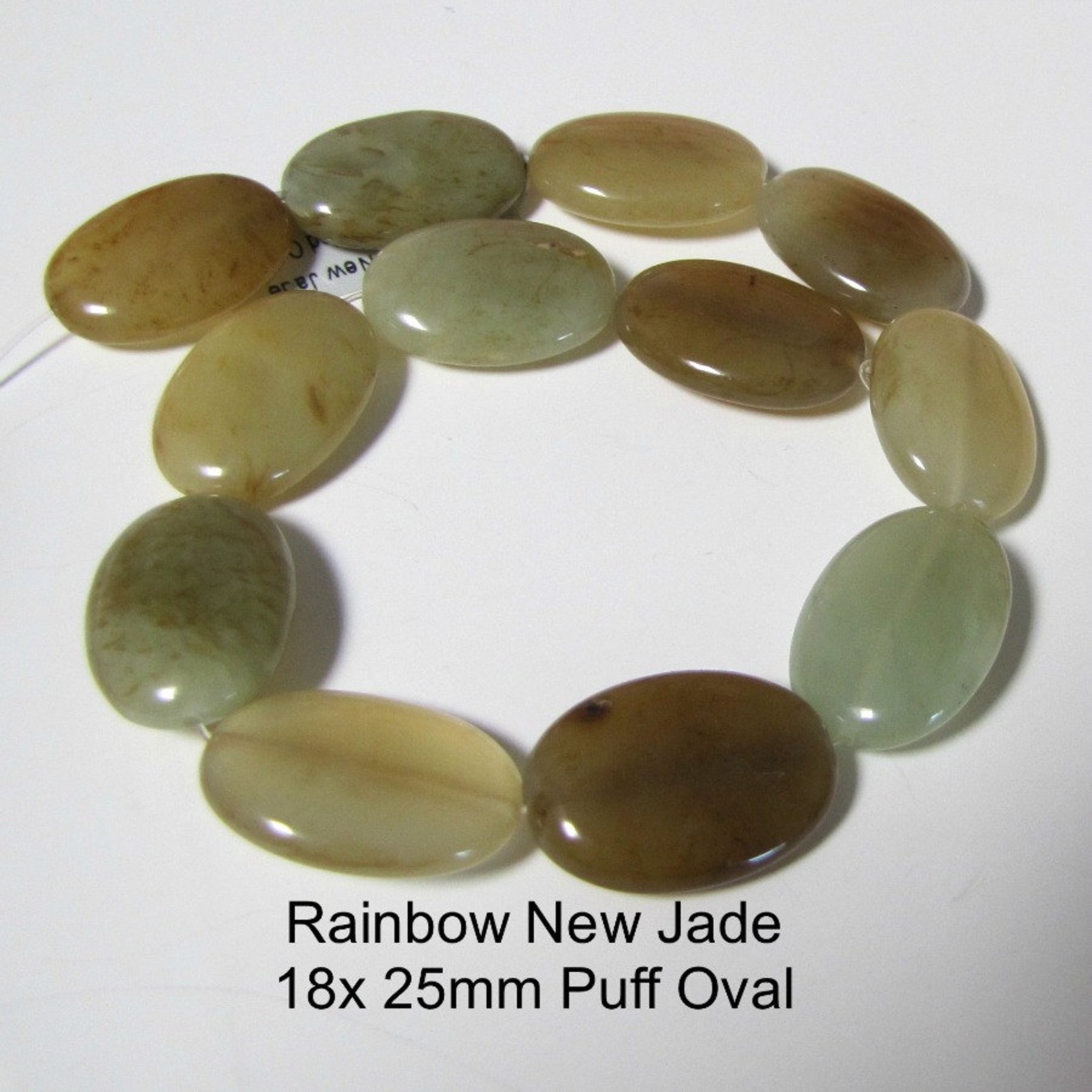 Rainbow New Jade Gemstone Beads 18 mm x 25 mm Puffed Oval | Etsy