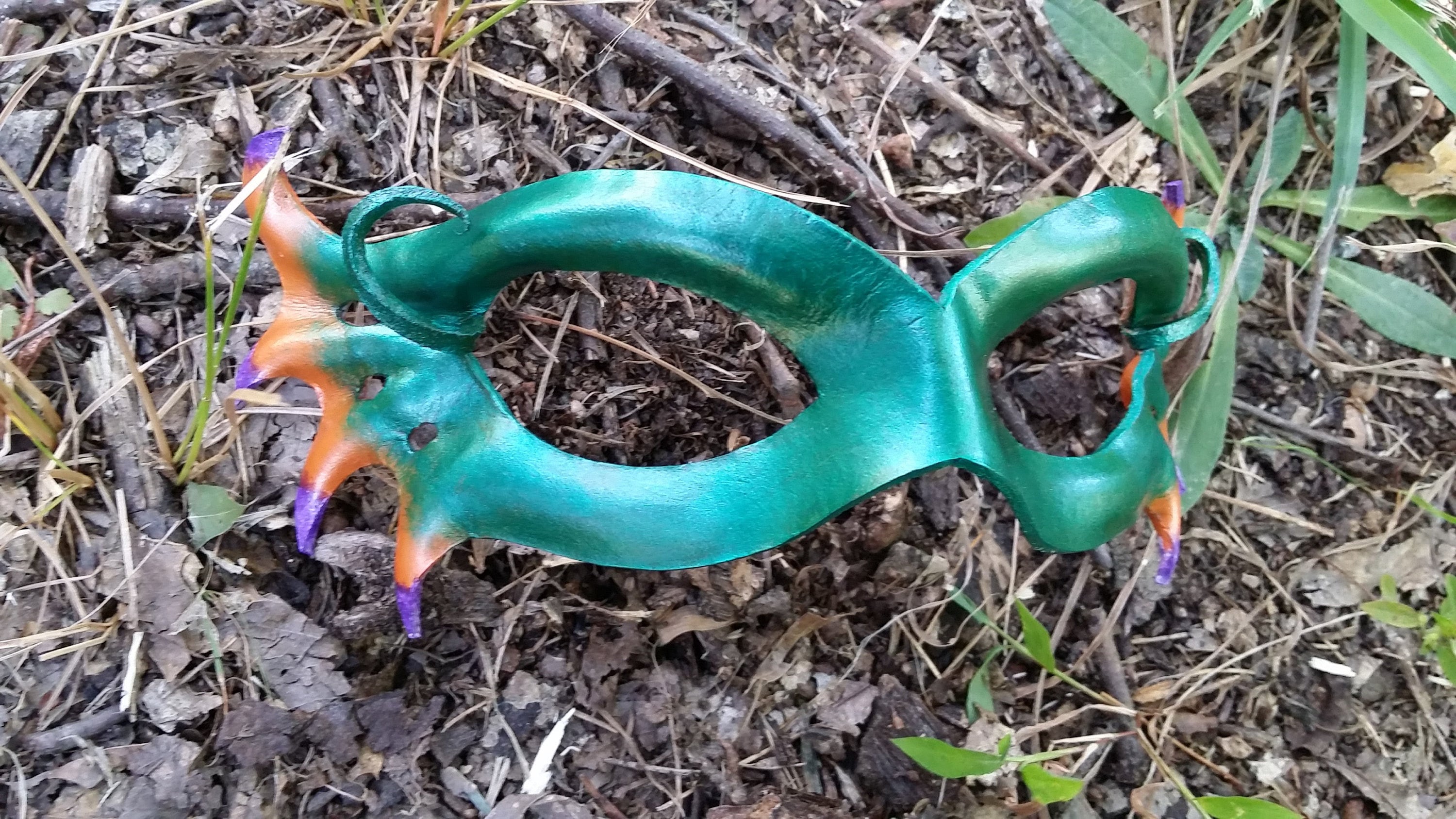 Sprite: Green Dart (hand-painted Leather Mask) - Etsy