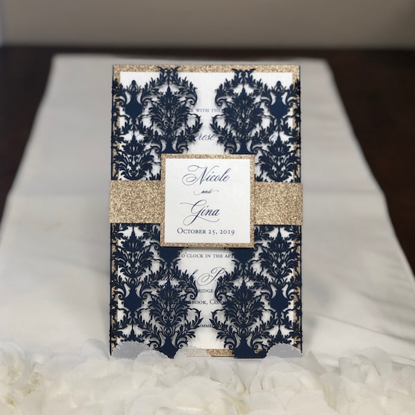 Damask Invitation - Etsy
