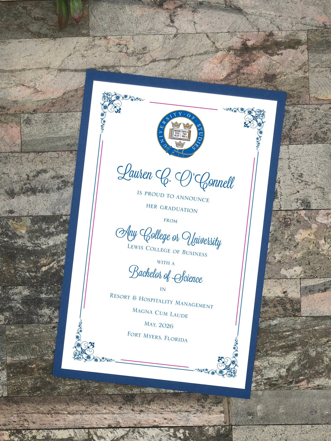 Custom Graduation Announcement: University Invitation & Thank You Cards ...