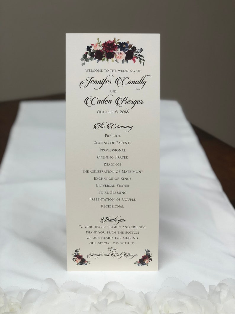 Wedding Programs Bright Floral Flowers Traditional Tall - Etsy