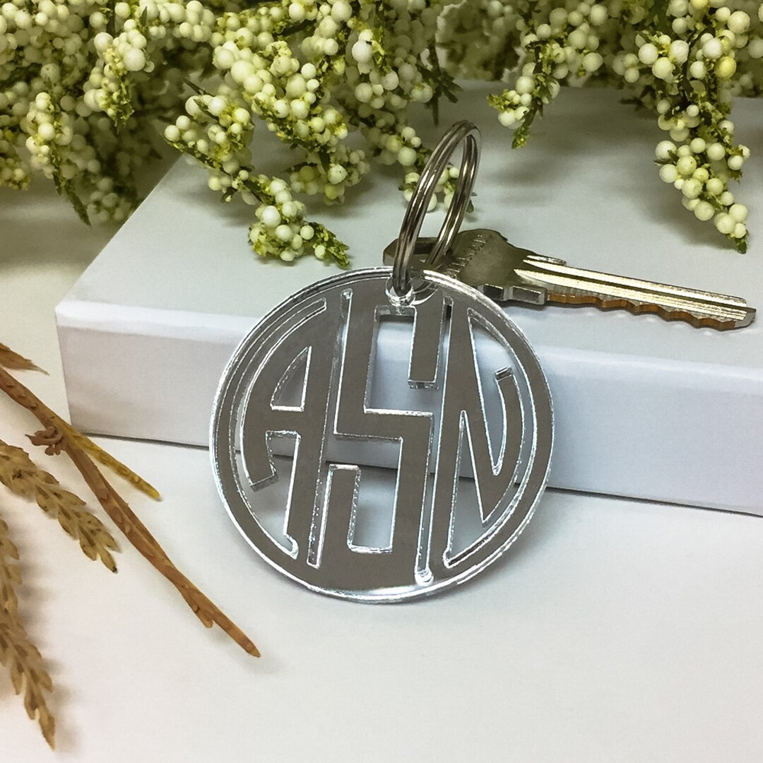 Round Acrylic 2 or 3 Letter Monogram Key Fob Personalized Monogrammed ...