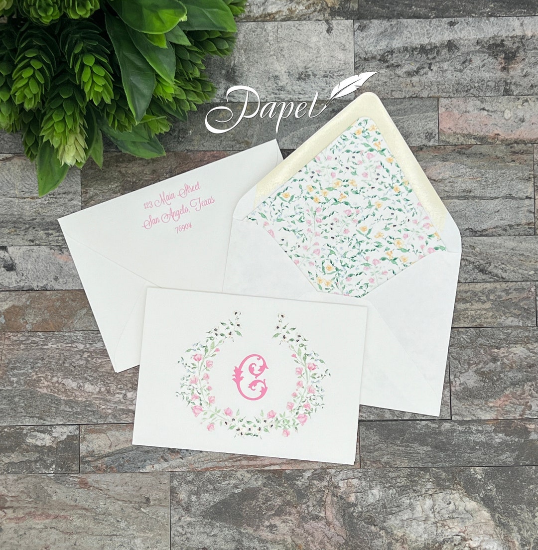 Set of 25 Personalized Foldover Notecard With Printed Return Address ...