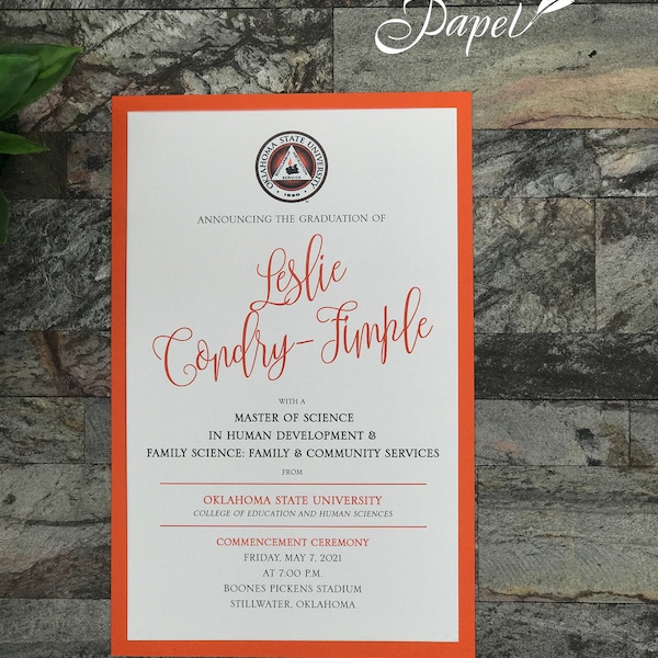 Oklahoma State University Graduation Invitation - Etsy