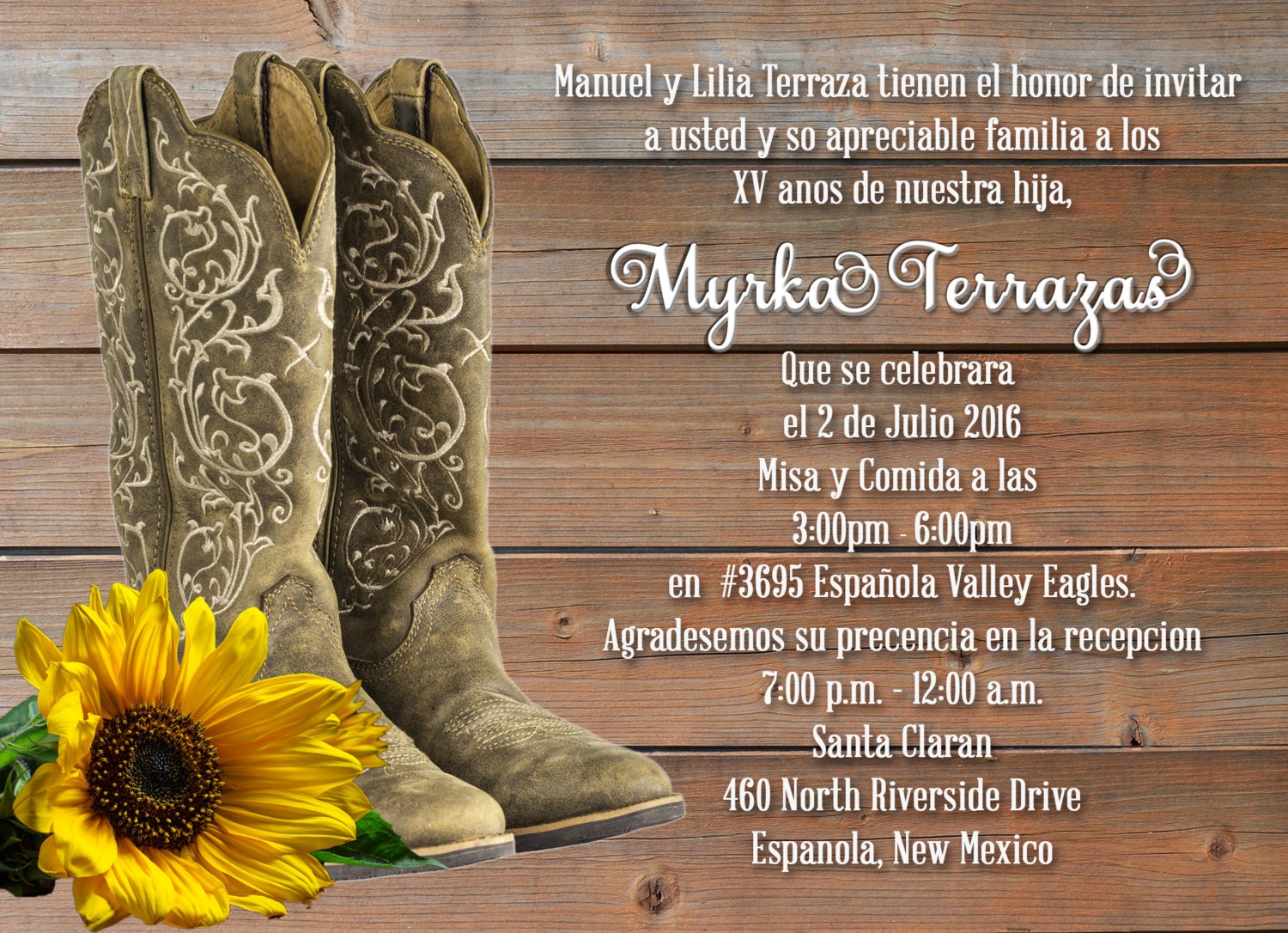 Rustic Quinceanera Invitation Spanish Sunflower Quinceanera - Etsy