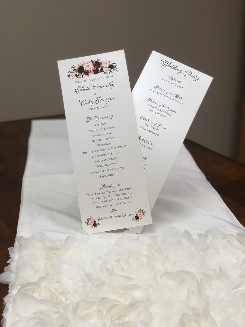 Wedding Programs Bright Floral Flowers Traditional Tall | Etsy