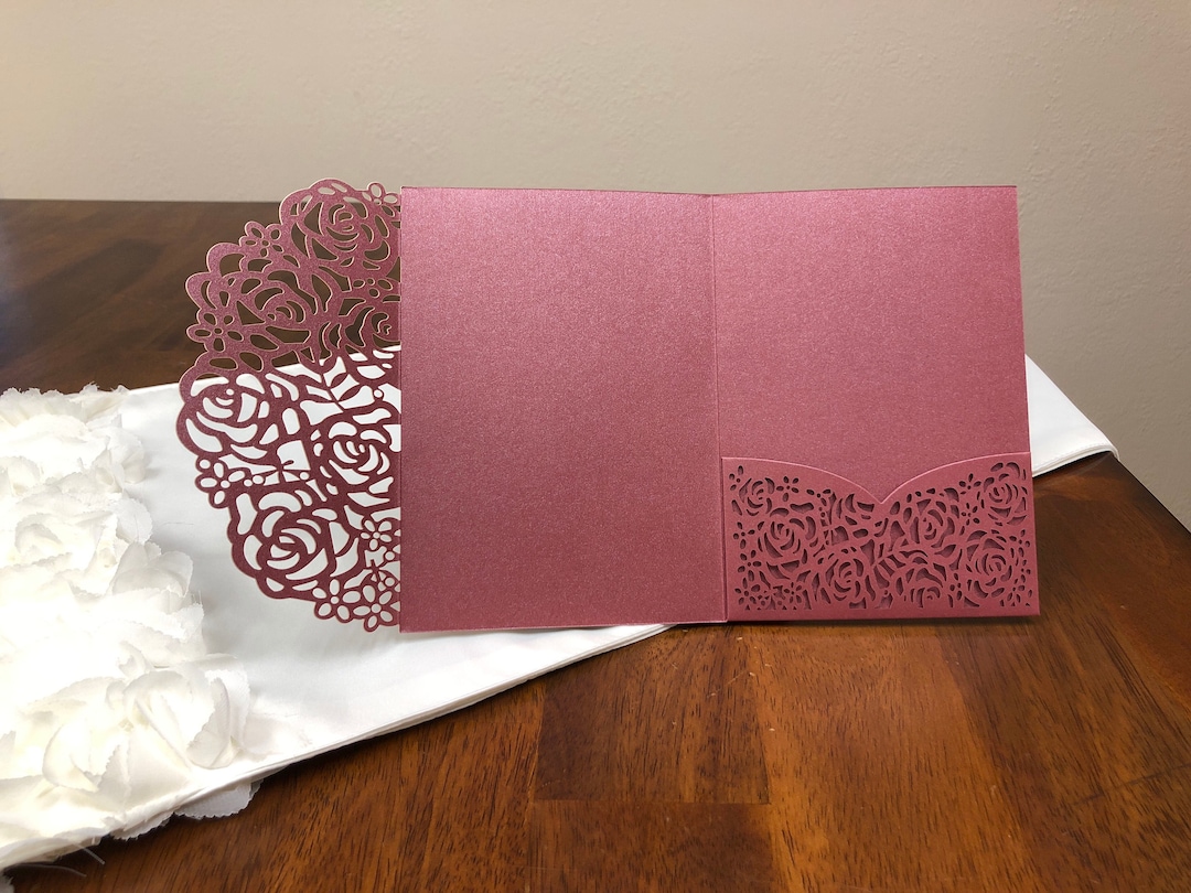 Laser Cut Wedding Invitation Pockets, Glitter, DIY, Pocket Only, Lace ...