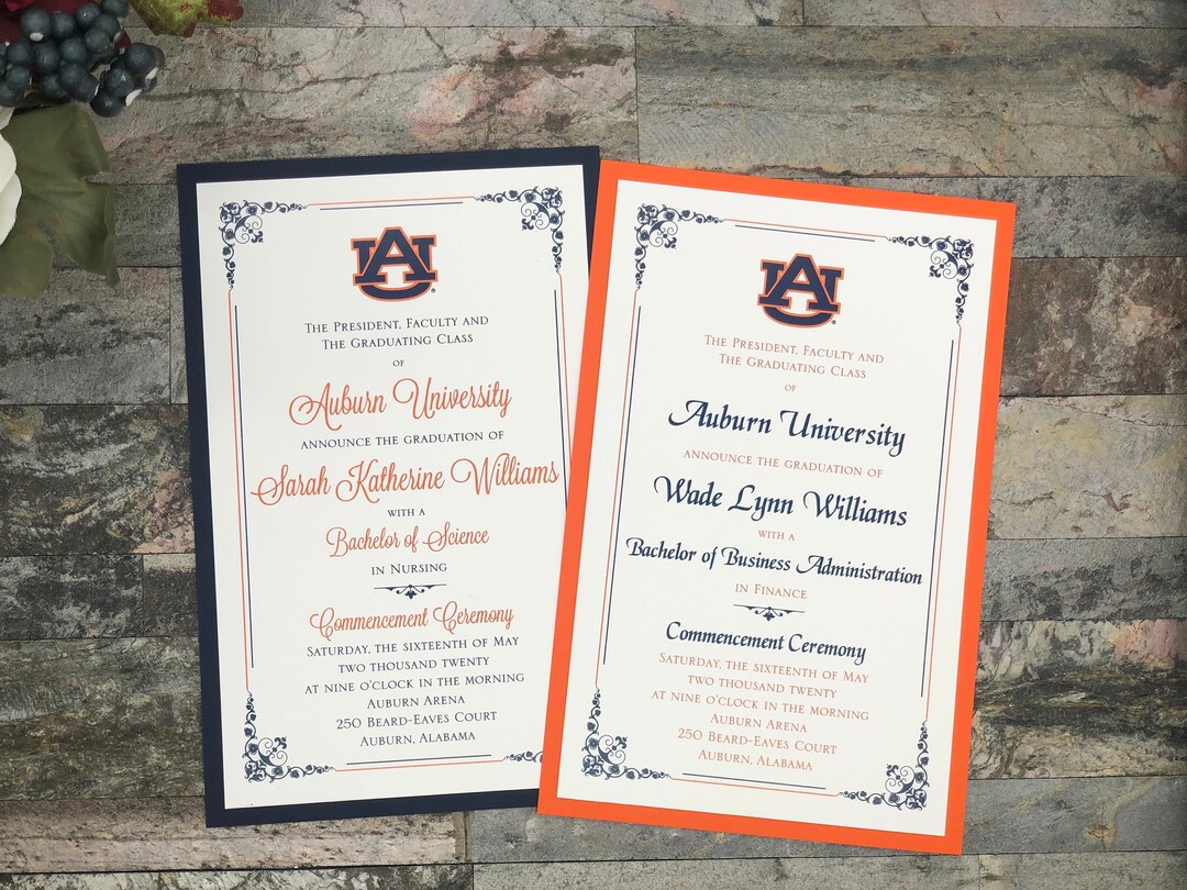 Auburn University Graduation Invitation: Custom Announcement Card - Etsy