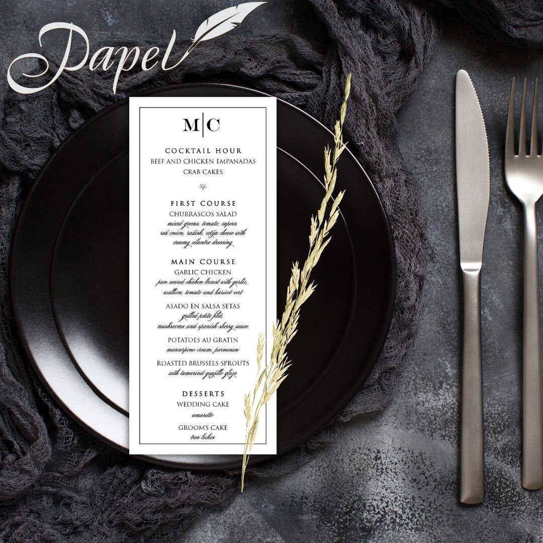 Custom Wedding Menu and Program: Tall Traditional Design (digital) - Etsy