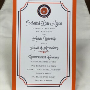 Auburn University Graduation Invitation: Custom Announcement Card - Etsy