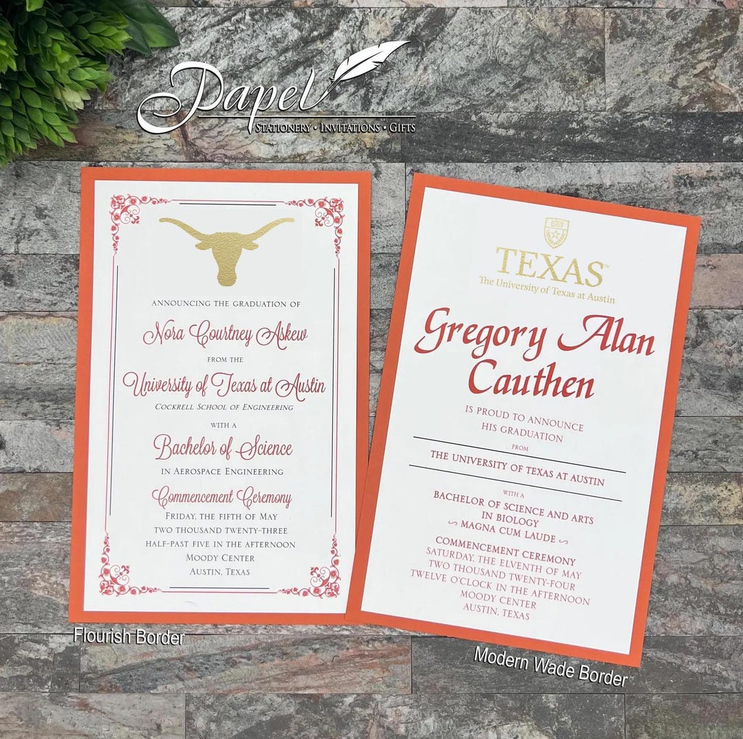 University of Texas Graduation Announcement, Graduation Invitation ...