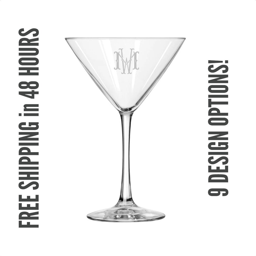 Custom Engraved Martini Glass, Personalized, Last Name, Monogram or ...