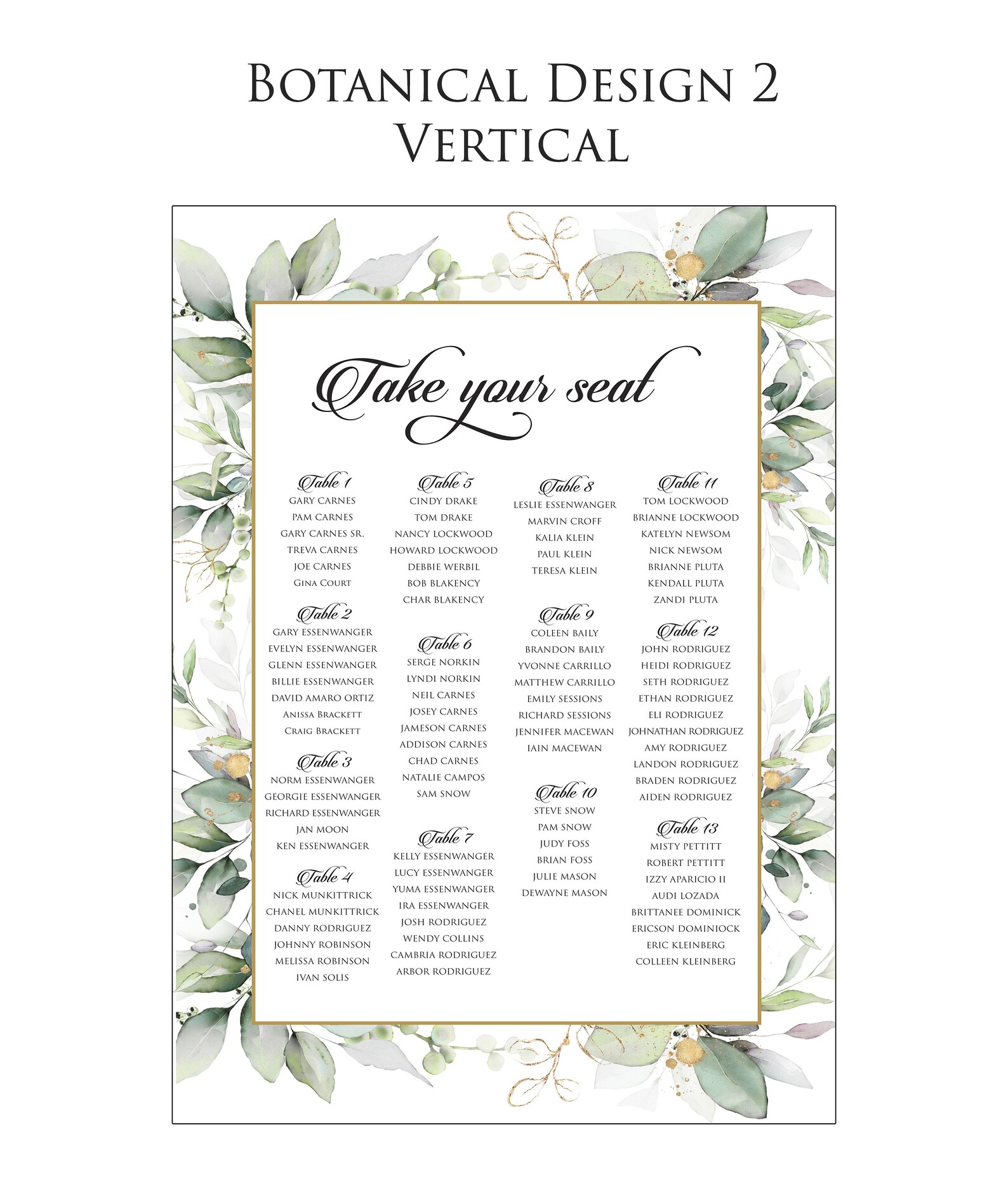 Wedding Table Chart Seat Assignment Sign PRINTED NOT DIGITAL - Etsy