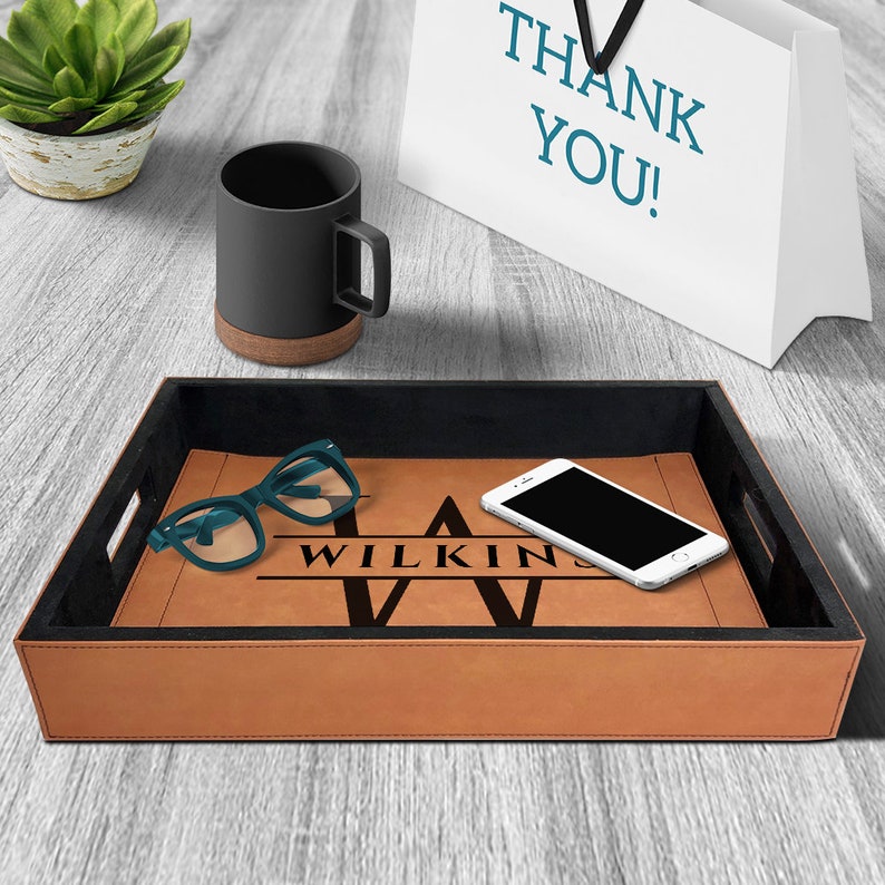 Custom Engraved Leather Serving Tray Personalized Last Name - Etsy