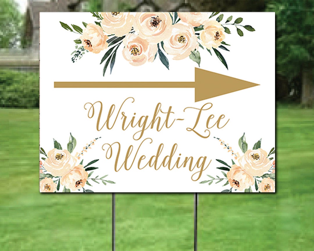 Wedding Directions Yard Sign Cream Ivory Roses Directions Sign ...