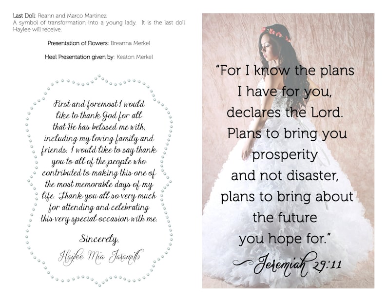 Personalized Quinceañera Program: Photo Keepsake, Custom Design - Etsy