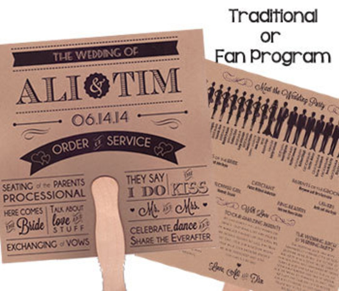 Funny Program Fan Wedding Program Fan Humorous Wedding Program Fan ...