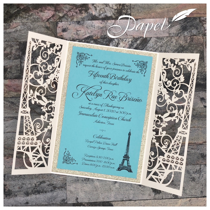 More Colors Eiffel Tower Paris Laser Cut Wedding Invitations - Etsy