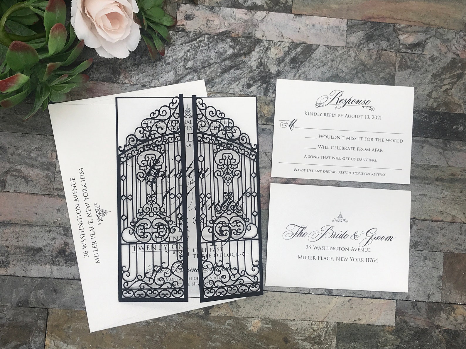 Retro Iron Gate Laser Cut Wedding Invitations Pocket Wedding - Etsy