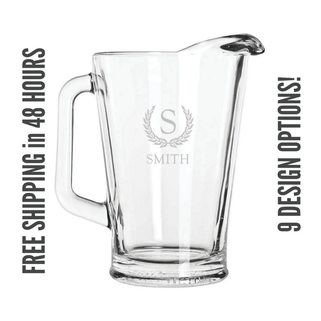 Custom Engraved Glass Beer Pitcher, Personalized, Outdoor Use ...