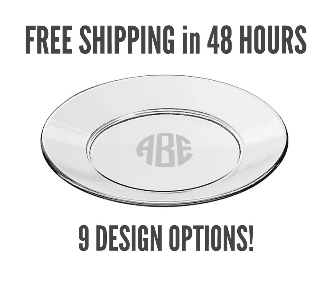 Custom Engraved Glass Round 8 Plate, Personalized, Last Name, Monogram ...