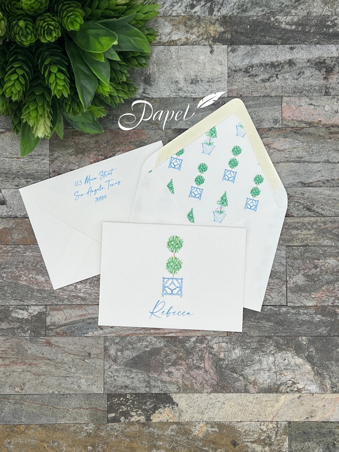 Set of 25 Personalized Foldover Notecard With Printed Return Address ...