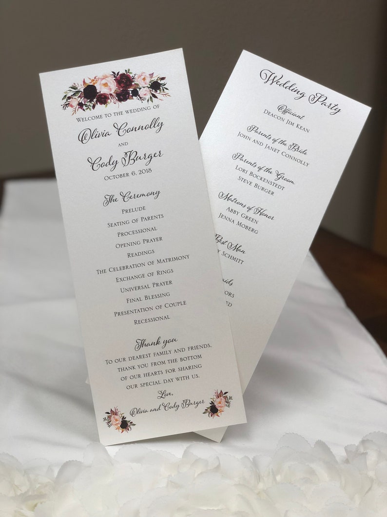 Wedding Programs Bright Floral Flowers Traditional Tall - Etsy