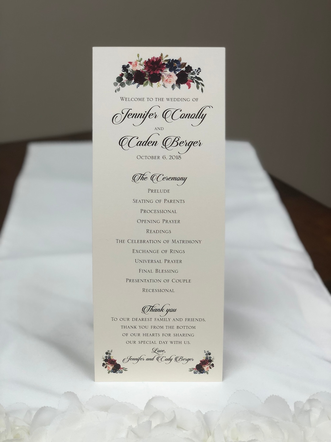 Wedding Programs - Floral Flowers Traditional Tall Custom Wedding ...