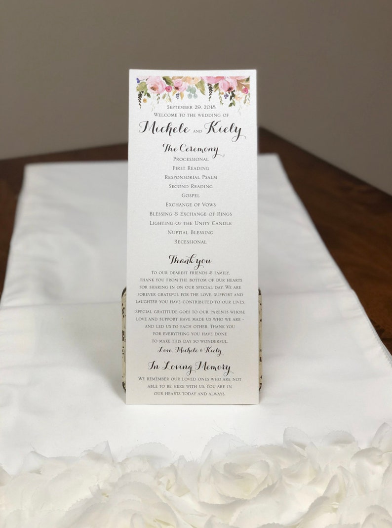 Wedding Programs Bright Floral Flowers Traditional Tall | Etsy