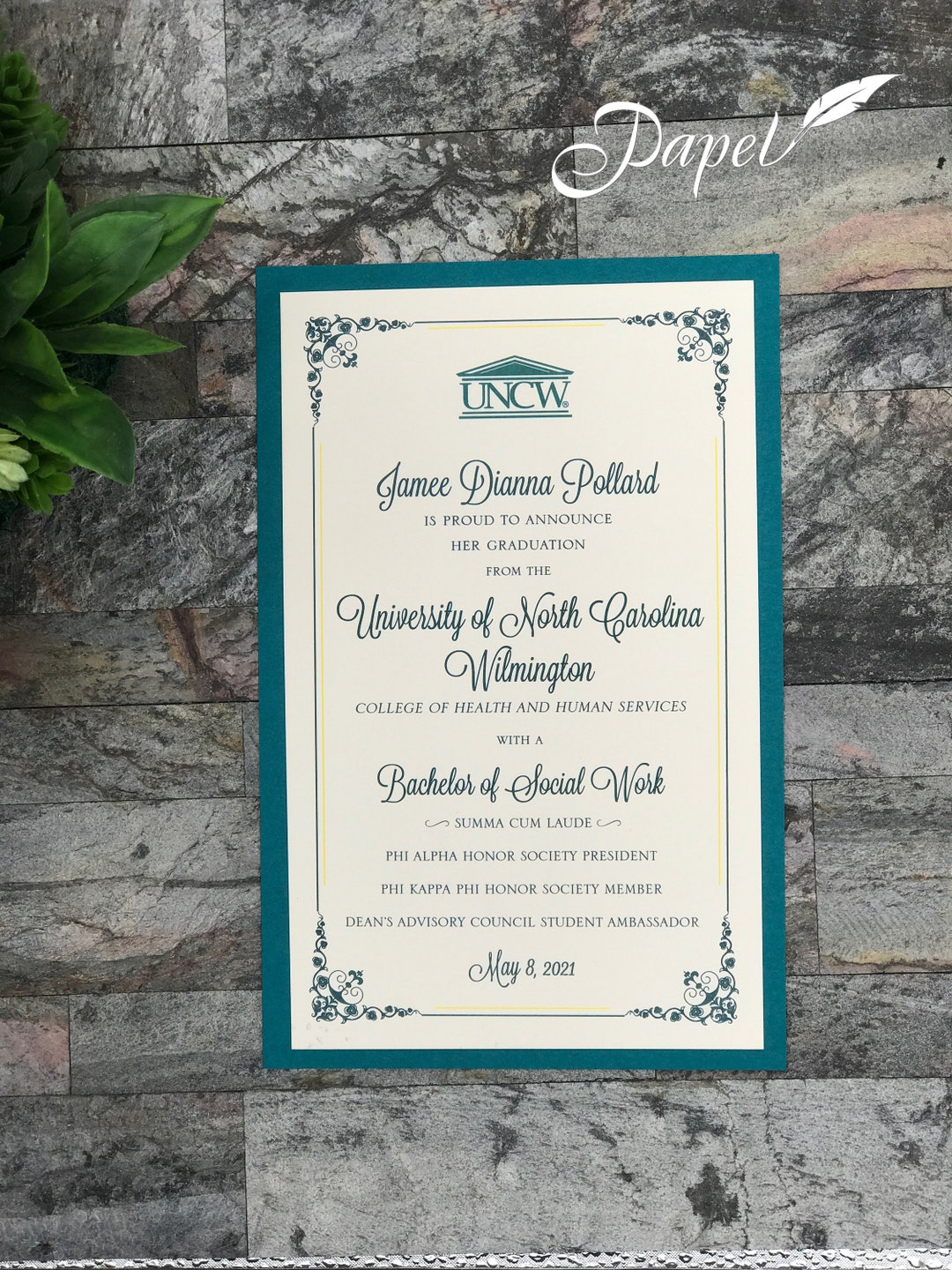 University of North Carolina Wilmington or ANY College Graduation ...