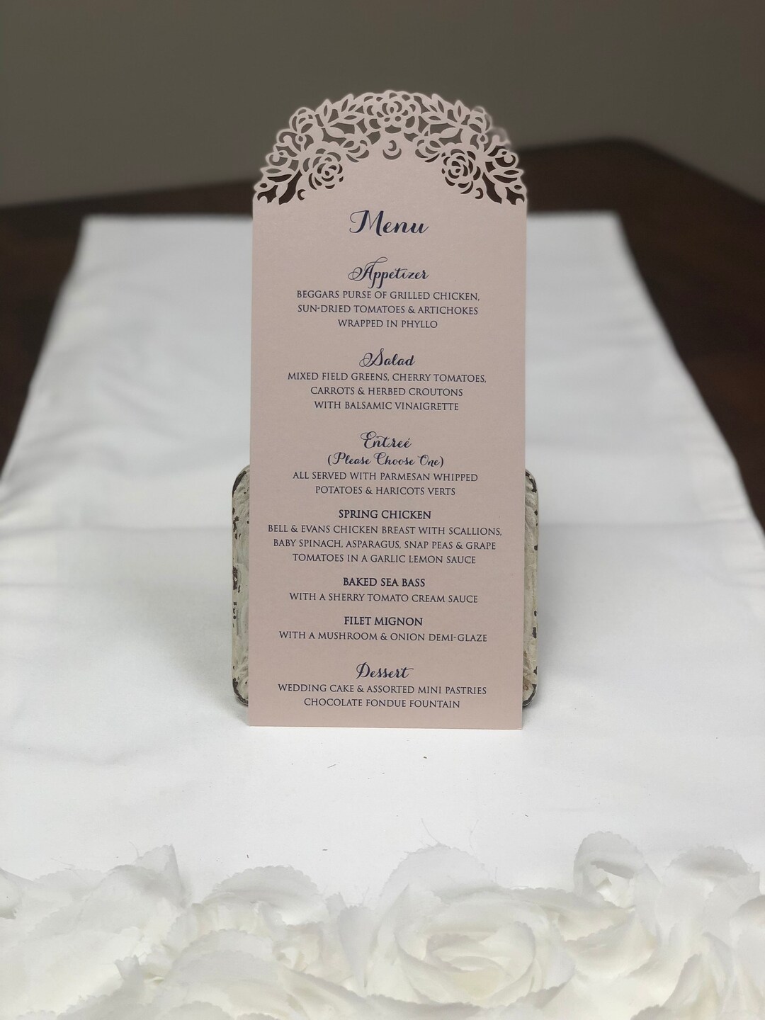 Personalized Laser Cut Menu Floral Laser Cut Menu Blush Navy Meny - Etsy