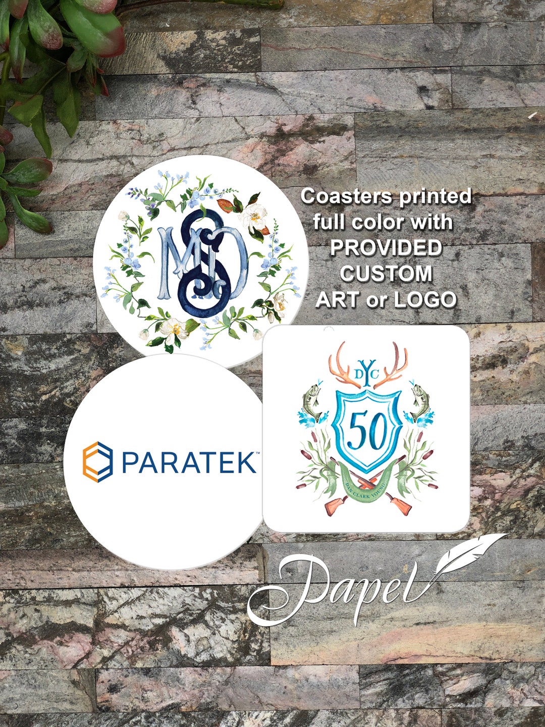 Custom Coasters, Logo Coasters, Photo Coasters, Wedding Crest Coasters ...