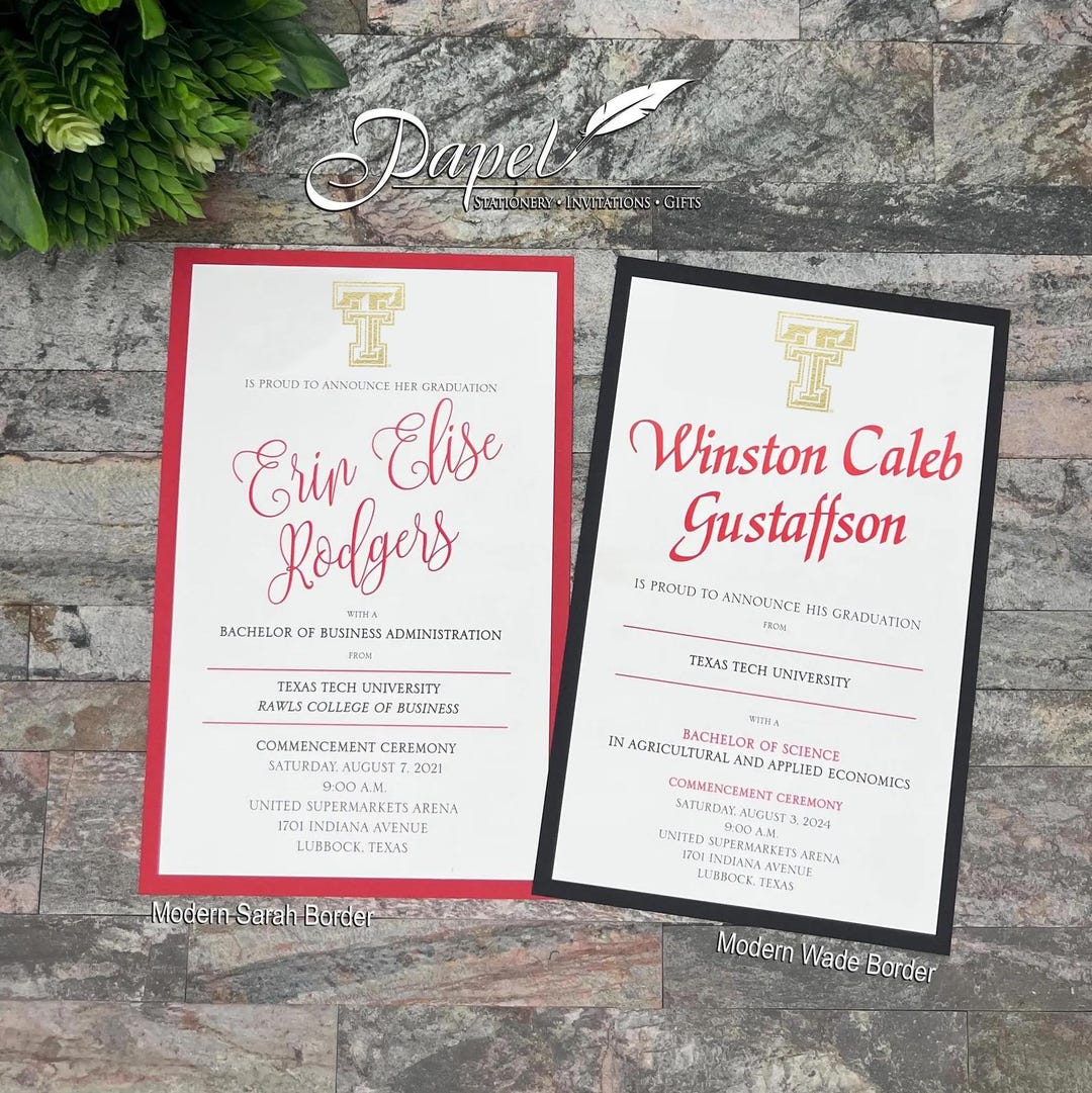 Texas Tech Graduation Invitation, Graduation Announcement, Sketch ...