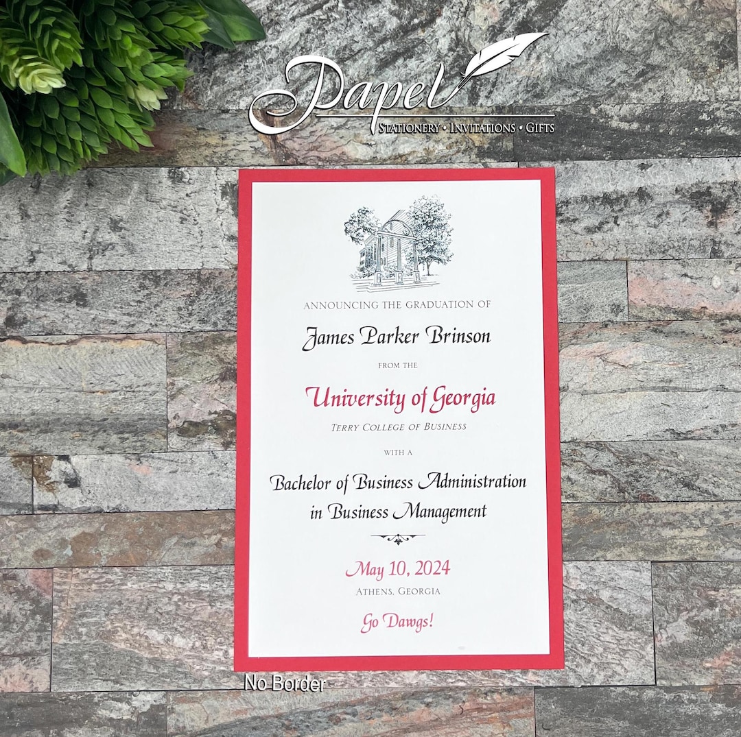 University of Georgia Arches Sketch Graduation Invitation or ...