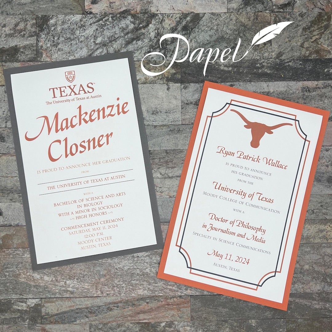 UT Austin Graduation Announcement: Longhorn Invitation & Thank You ...