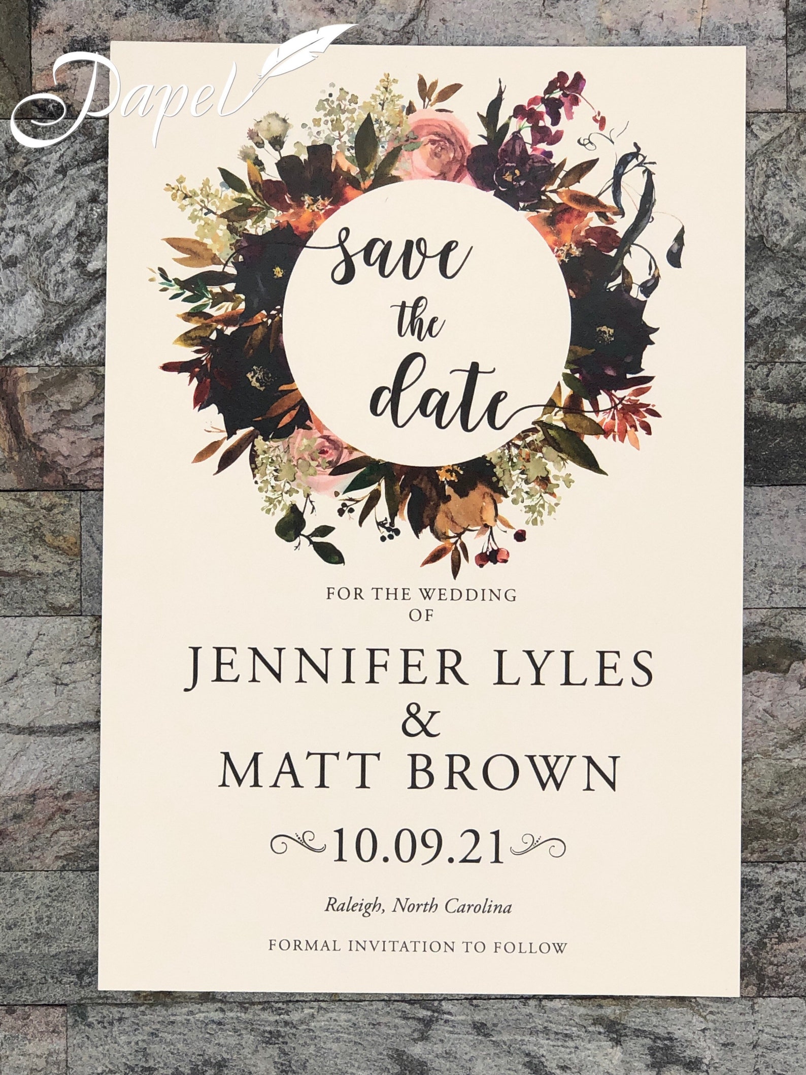 Fall Floral Save the Date Autumn wedding invitation | Etsy