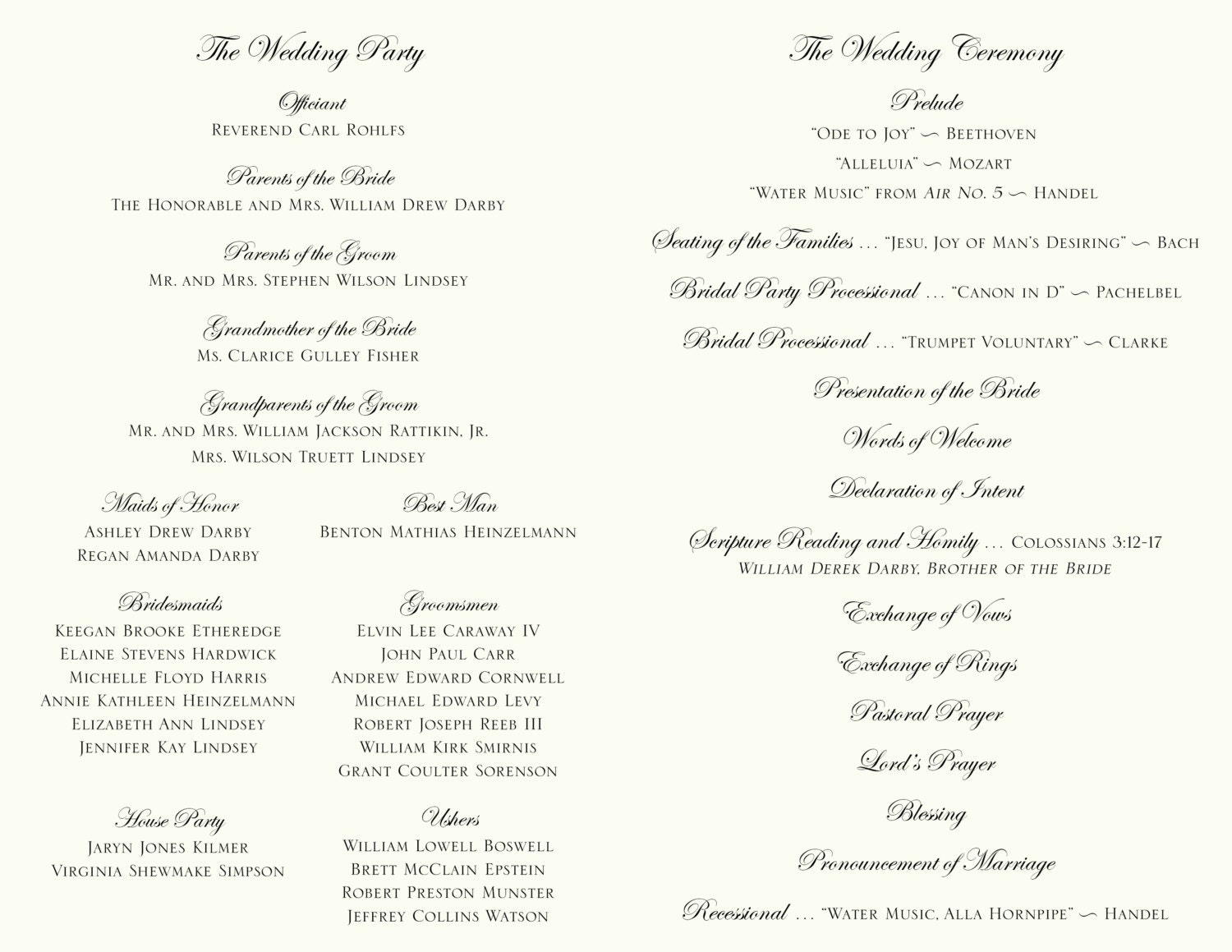 Wedding Programs Elegant Wedding Program Traditional Wedding | Etsy