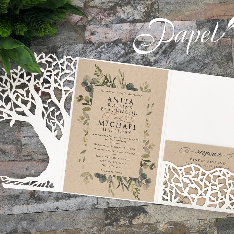Rustic Pocket Invitations - Etsy