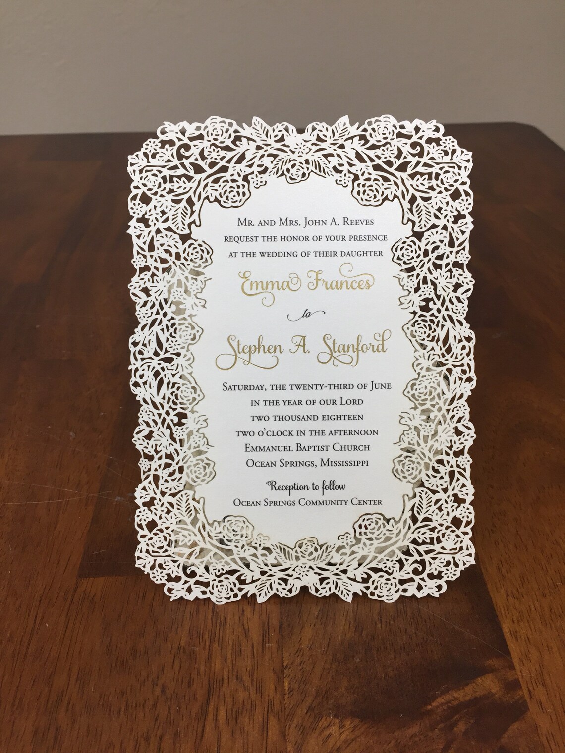 Flat Laser Cut Wedding Invitations Laser Cut Floral Design | Etsy