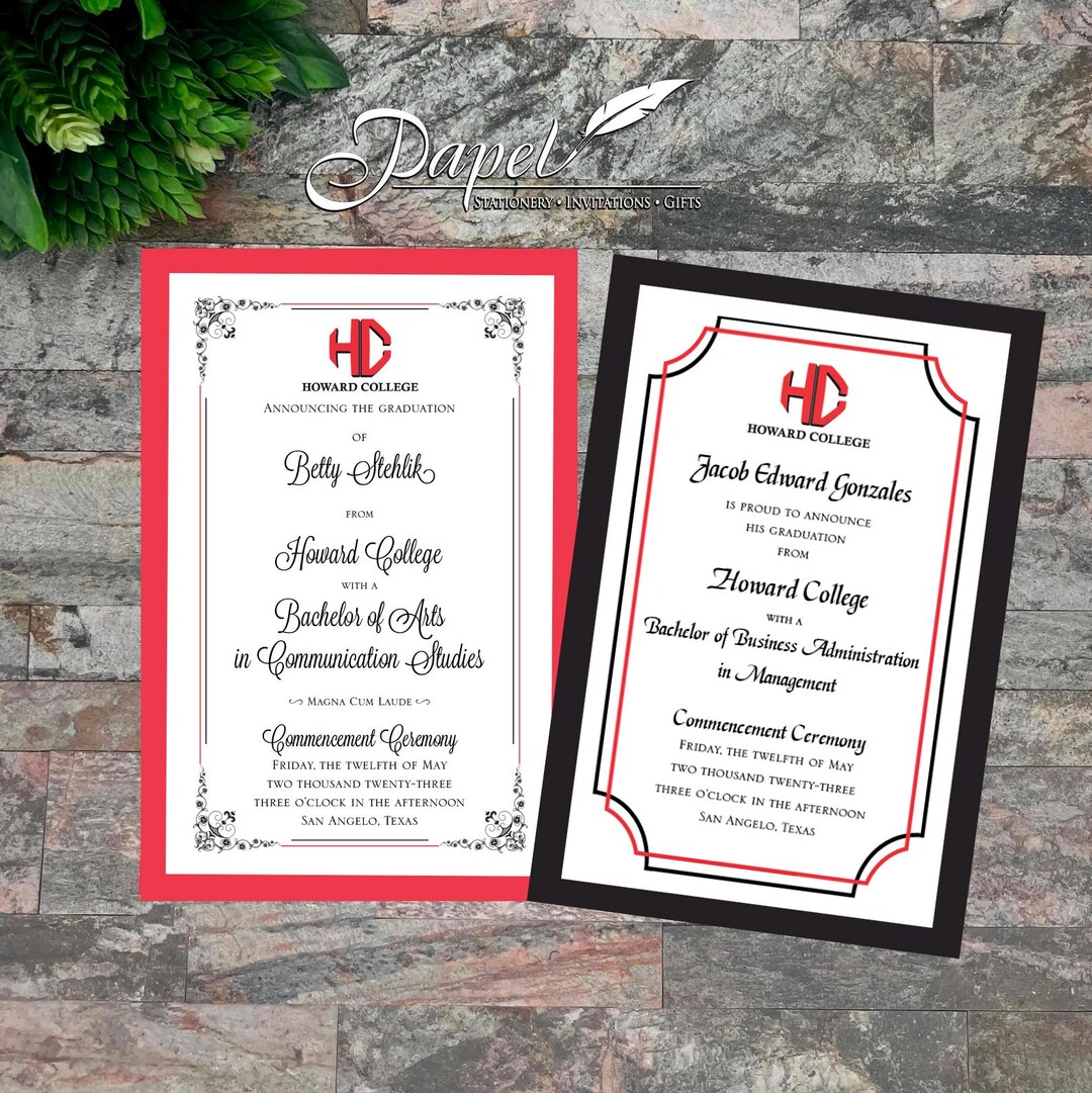 Howard College Graduation Invitation or Announcement Layered, Thank You ...