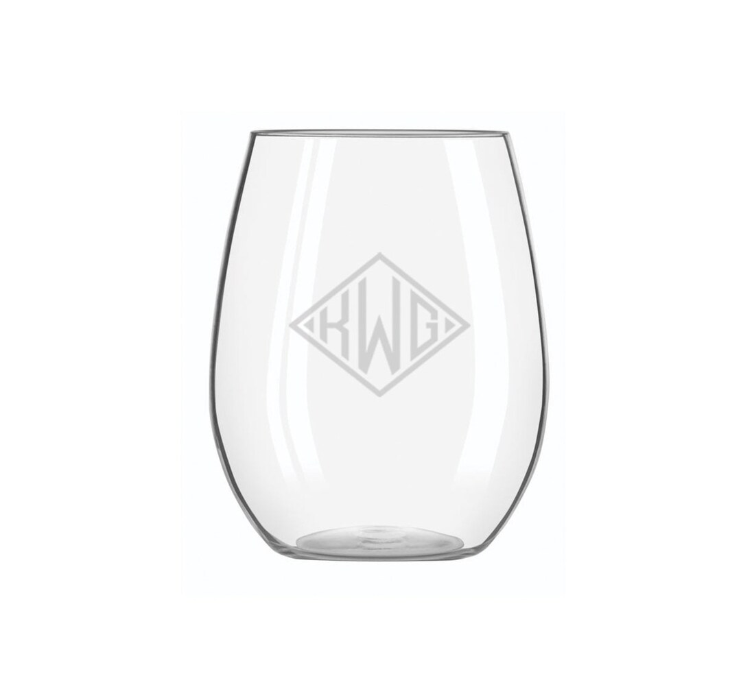 Custom Engraved Acrylic Stemless Wine Glass Personalized Last Name