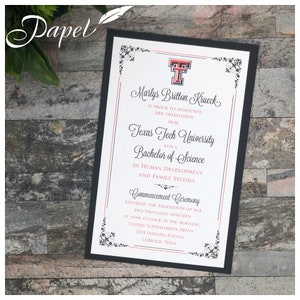 Texas Tech Graduation Invitations: Custom Celebration Announcements - Etsy