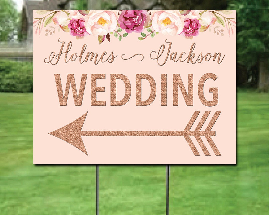 Custom Floral Wedding Directions Yard Sign Double Sided Directions Sign ...