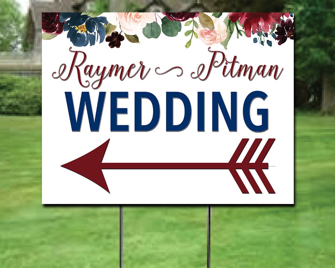 Personalized Wedding Yard Signs – Custom Double-sided Arrow Signs With ...