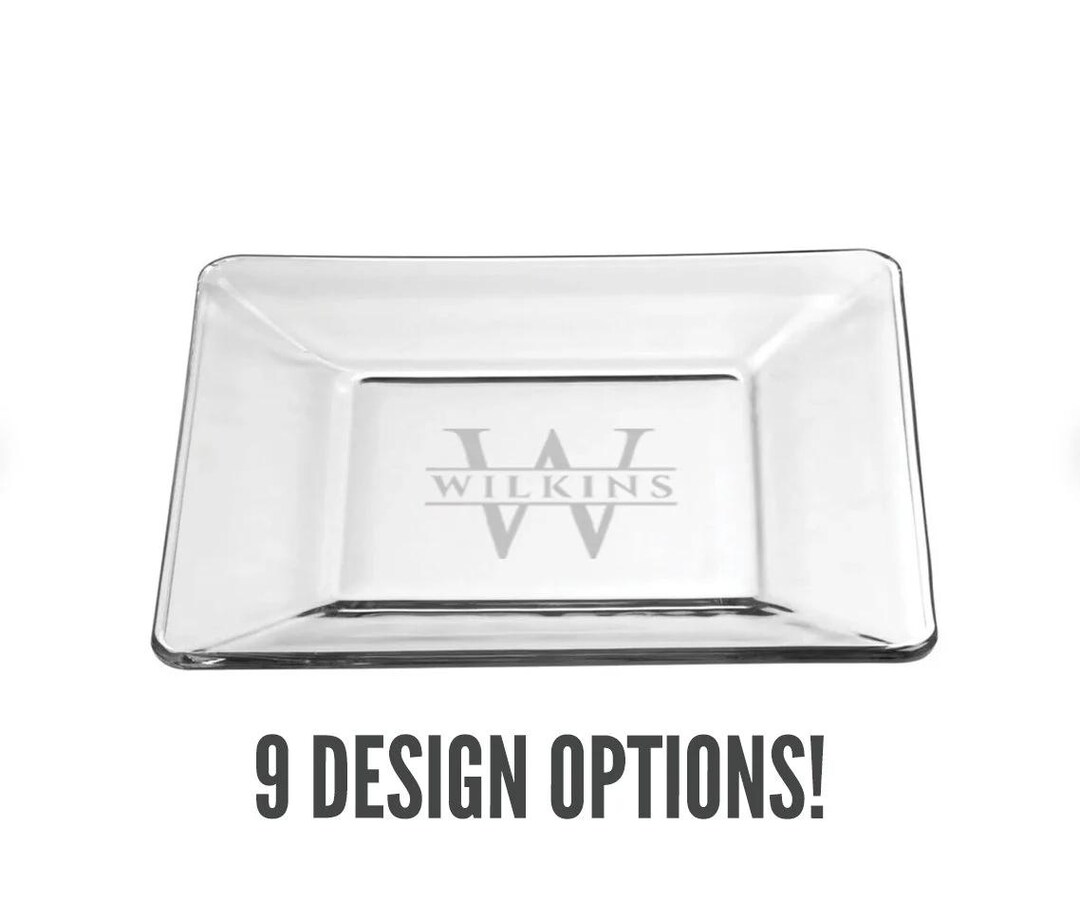 Custom Engraved Glass Plate, Personalized Monogram, Wedding Gift (8 ...