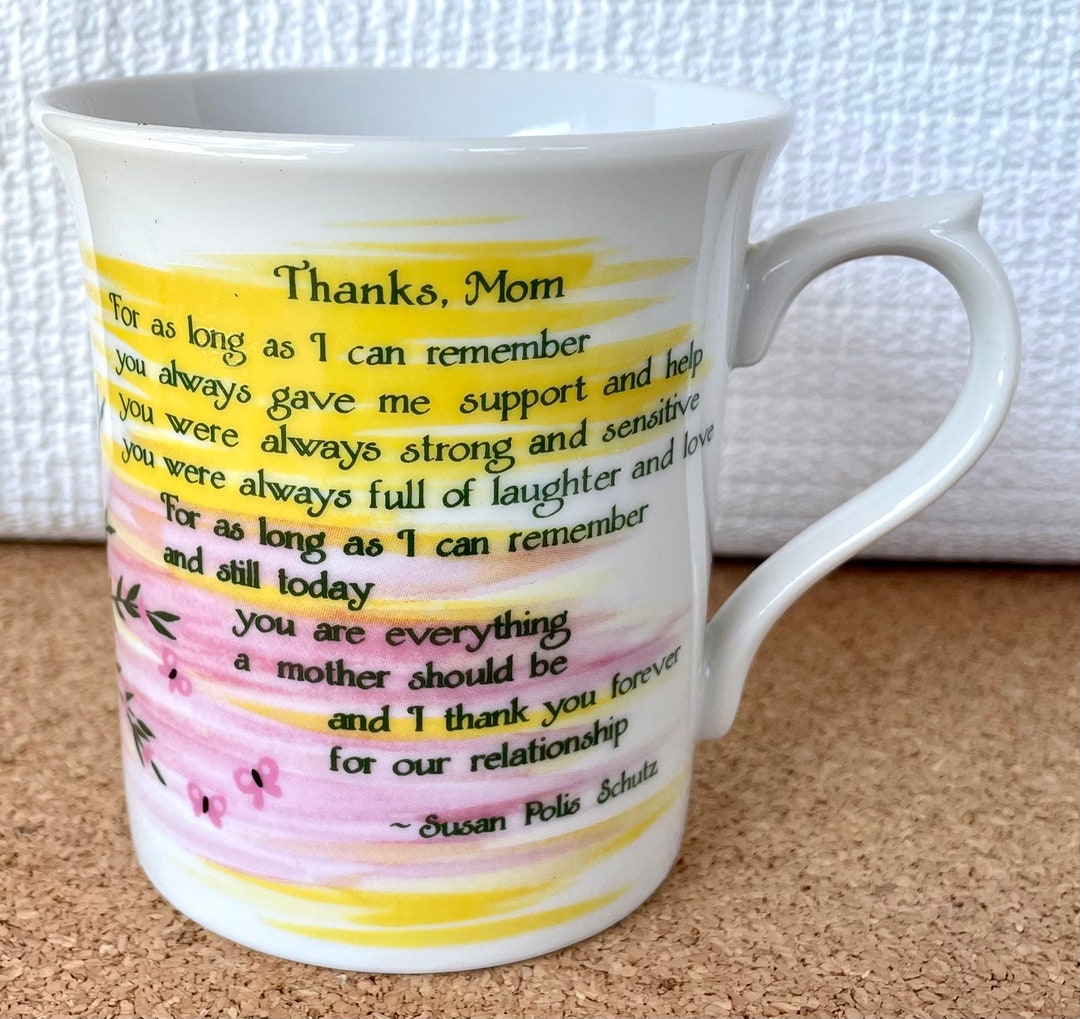 Vtg "thanks, Mom" Poetry Mug, Susan Polis Schutz, Papel, Blue Mountain ...