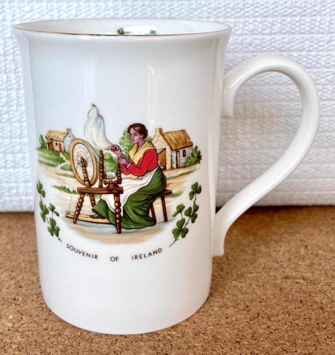 Vtg "souvenir of Ireland" Mug/tall Teacup, Shamrocks, Lady With ...